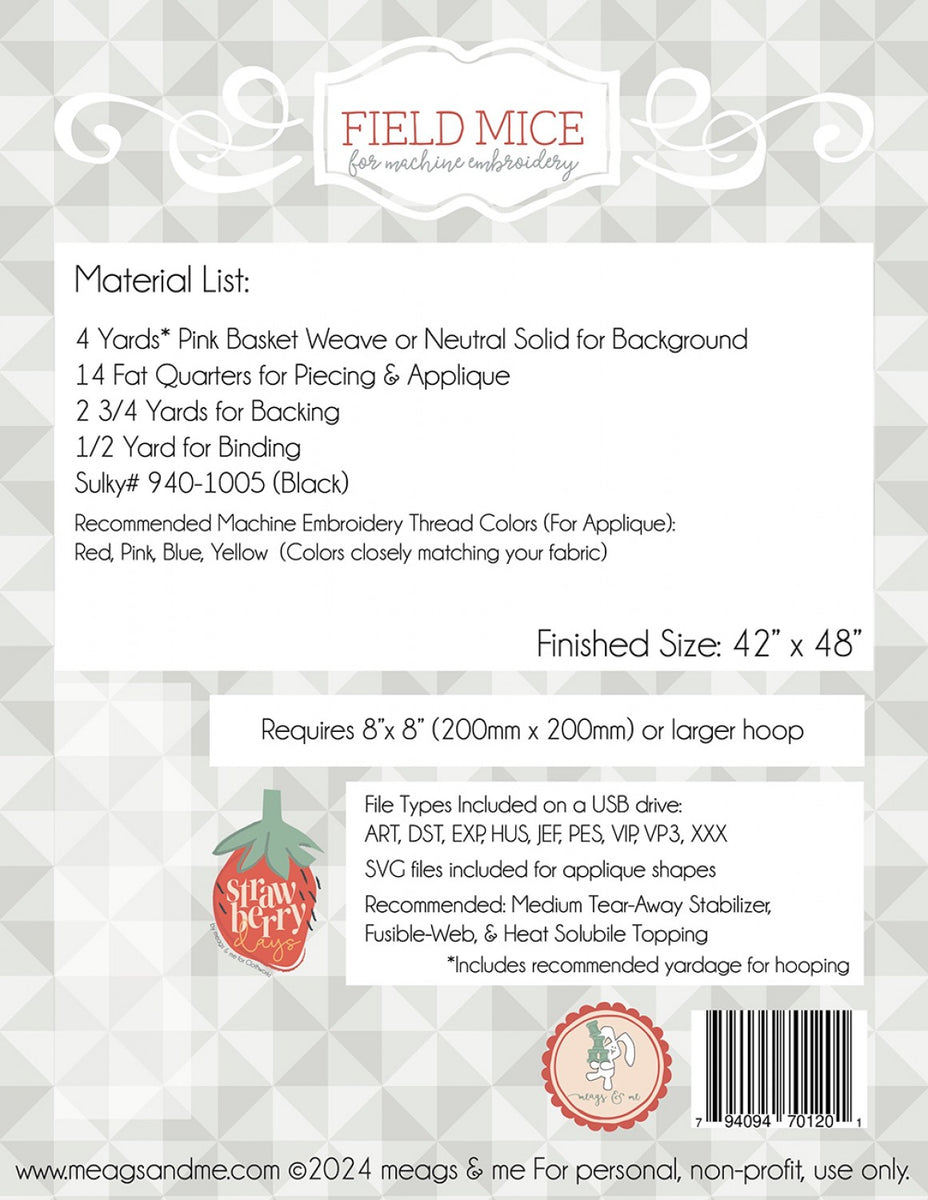 Field Mice Embroidery – Quilting Confections